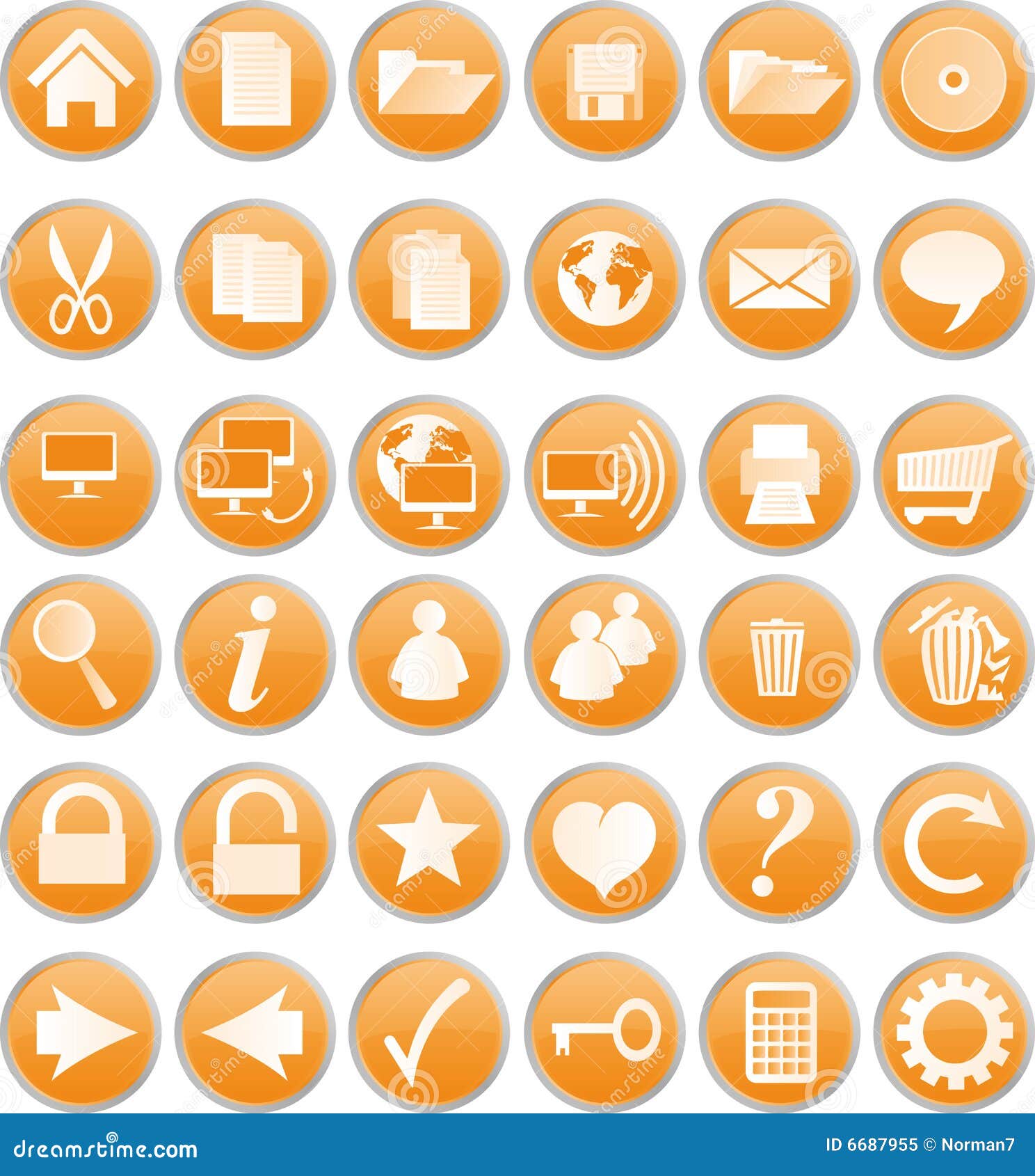 Orange buttons stock vector. Illustration of clipboard - 6687955