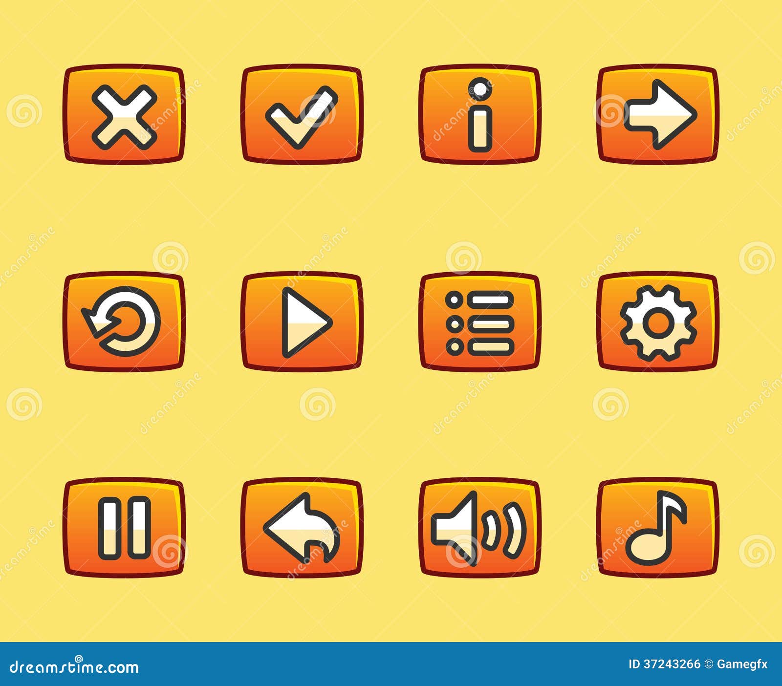 Orange buttons for game stock illustration. Illustration of emoticon ...