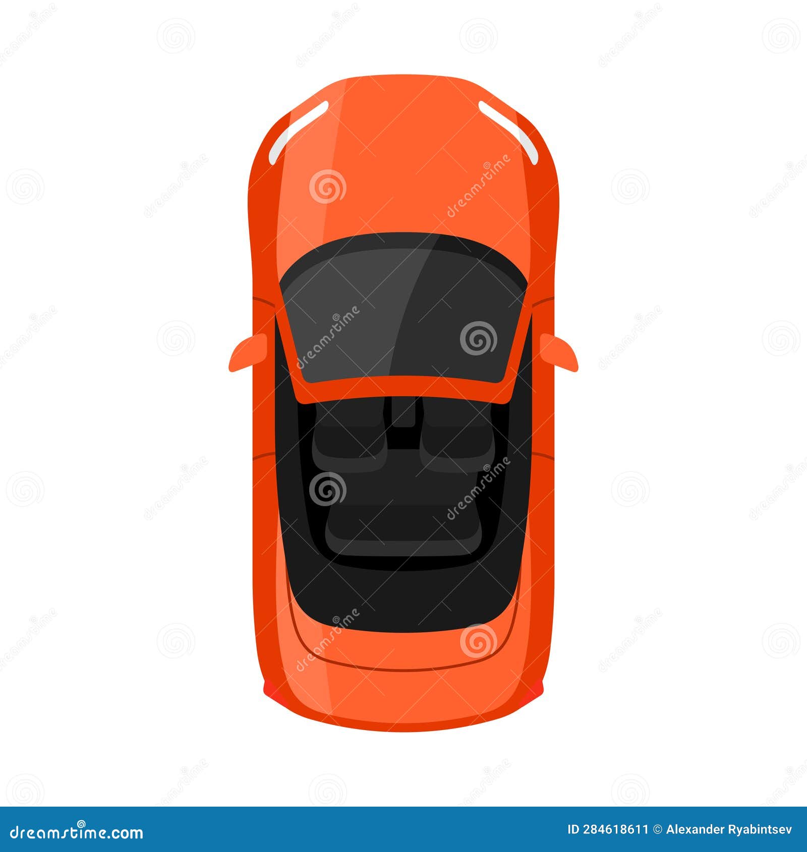 Orange Cabriolet Car Top View Vector Illustration. Cabrio Car ...