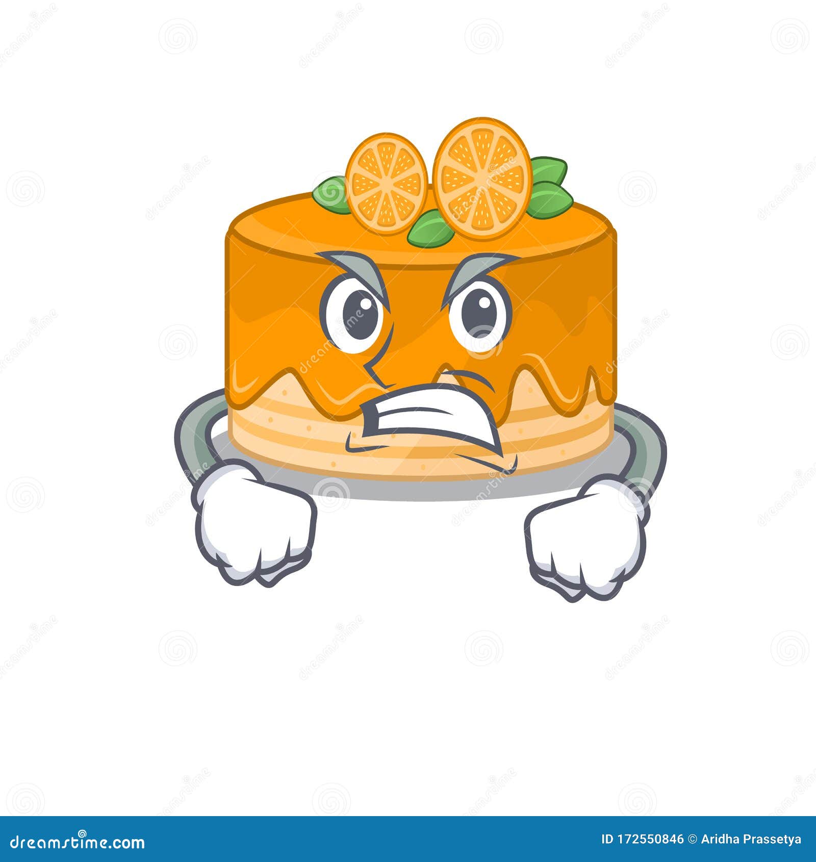 Orange Cake Cartoon Character Style Having Angry Face Stock Vector ...