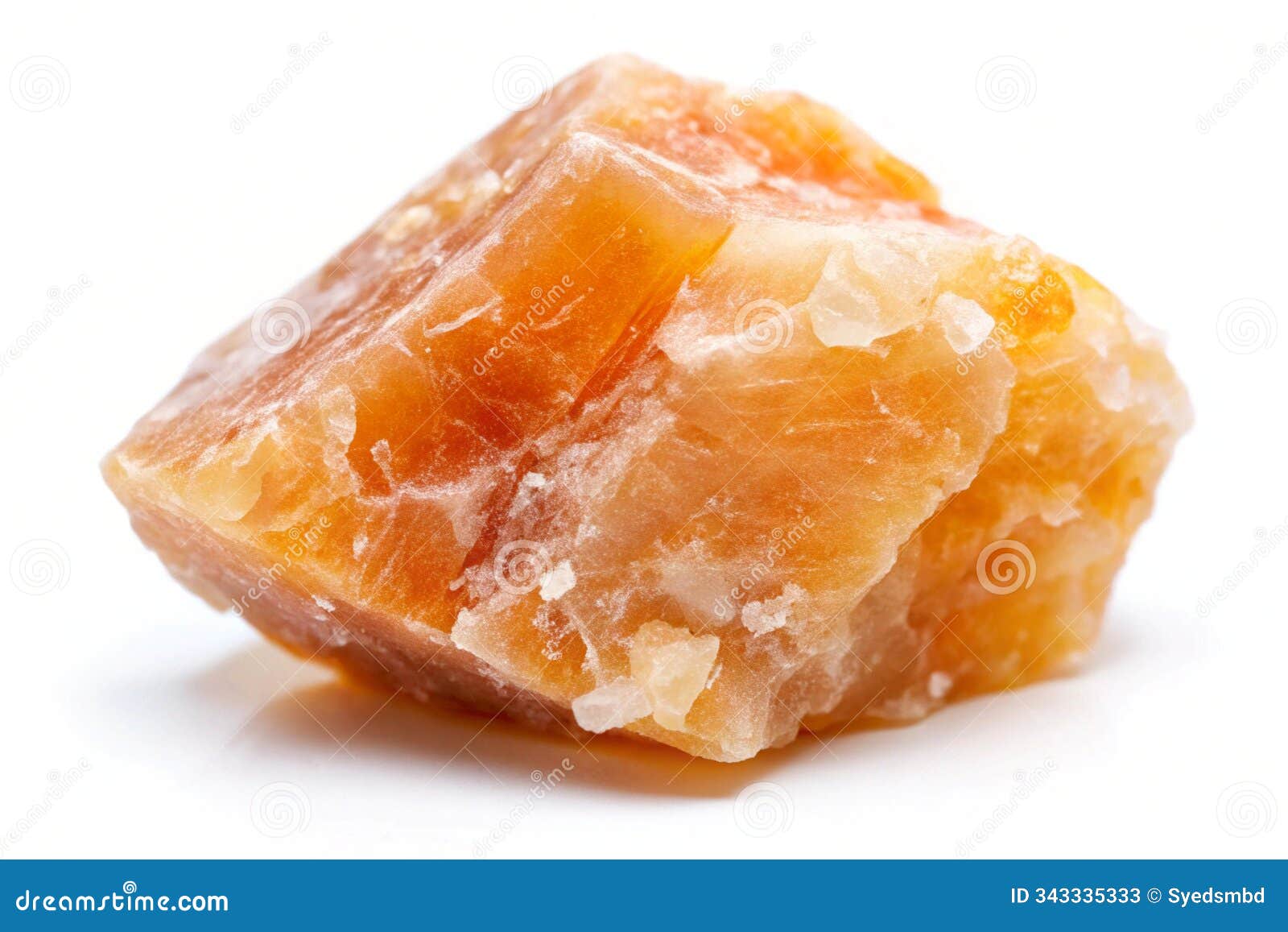 Orange Calcite Crystal Cluster On White Marble Surface With Blurred ...