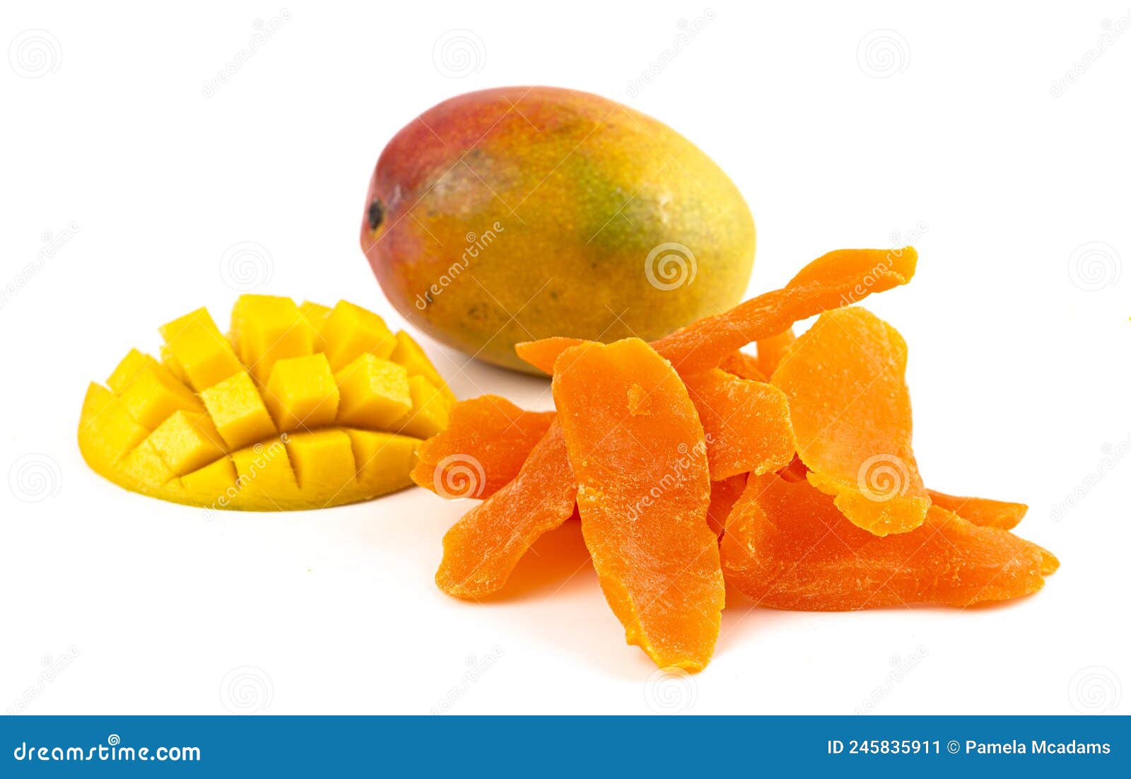 Orange Candied Mango Strips Isolated on a White Background Stock Image ...