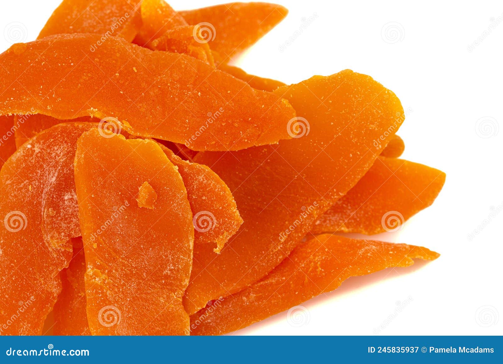 Orange Candied Mango Strips Isolated on a White Background Stock Image ...