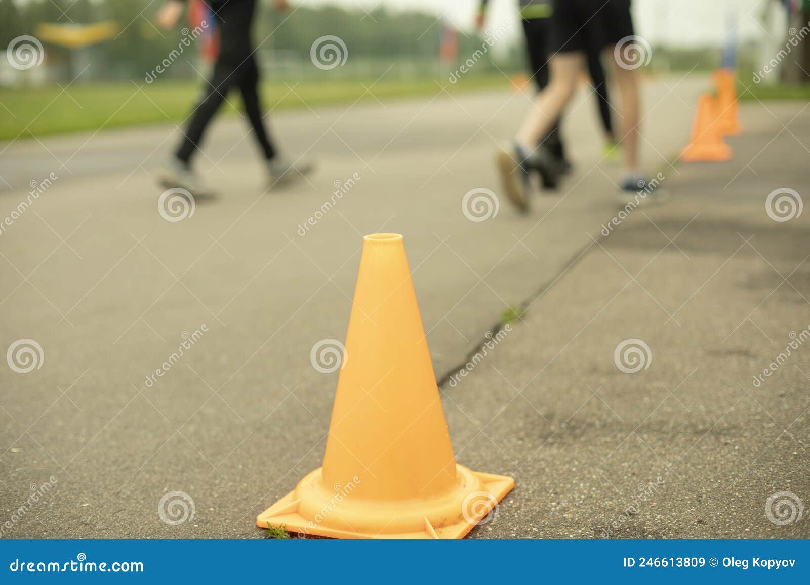 Orange Cap on Road. Warning Sign Stock Image - Image of construction ...