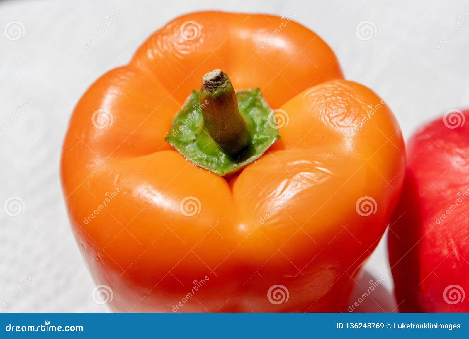 Orange Capsicum Top and Partial Red Capsicum Stock Image - Image of ...