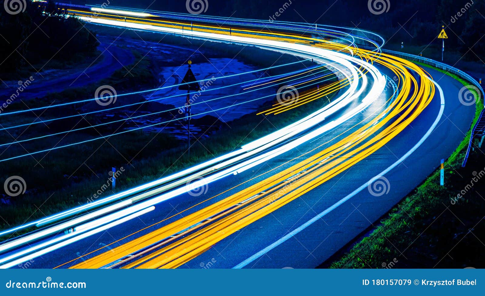 Orange Car Lights at Night. Long Exposure Stock Image - Image of modern ...