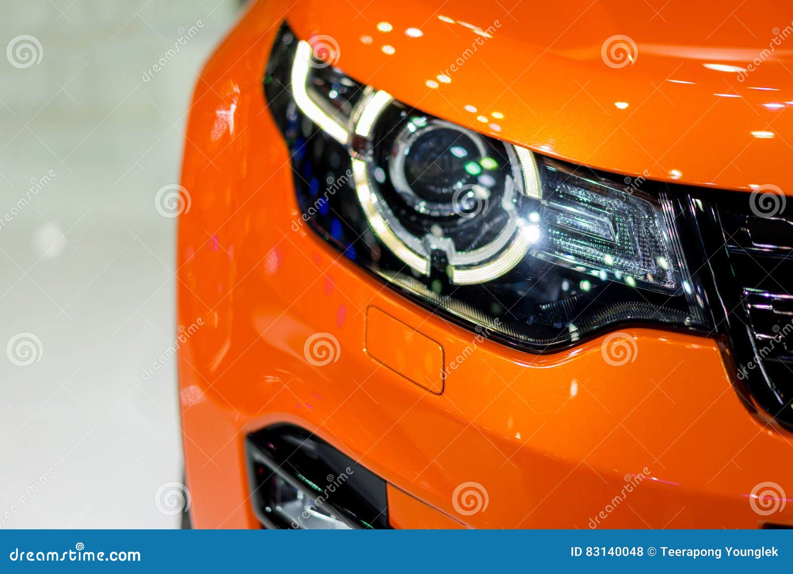 Orange Car Parked on a White Background. Stock Photo - Image of ...
