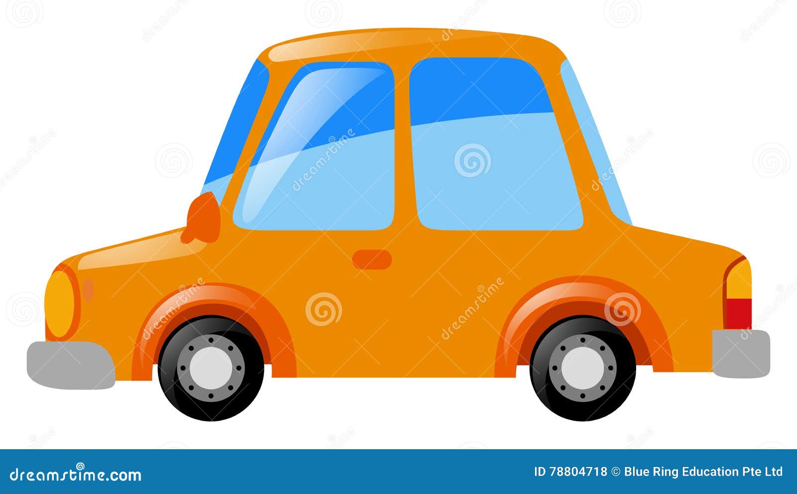 Orange Car on White Background Stock Illustration - Illustration of ...