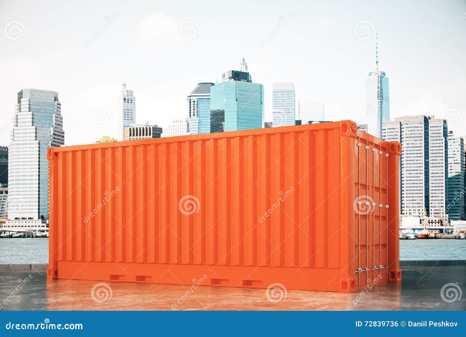 Orange Cargo on City Background Stock Illustration - Illustration of ...