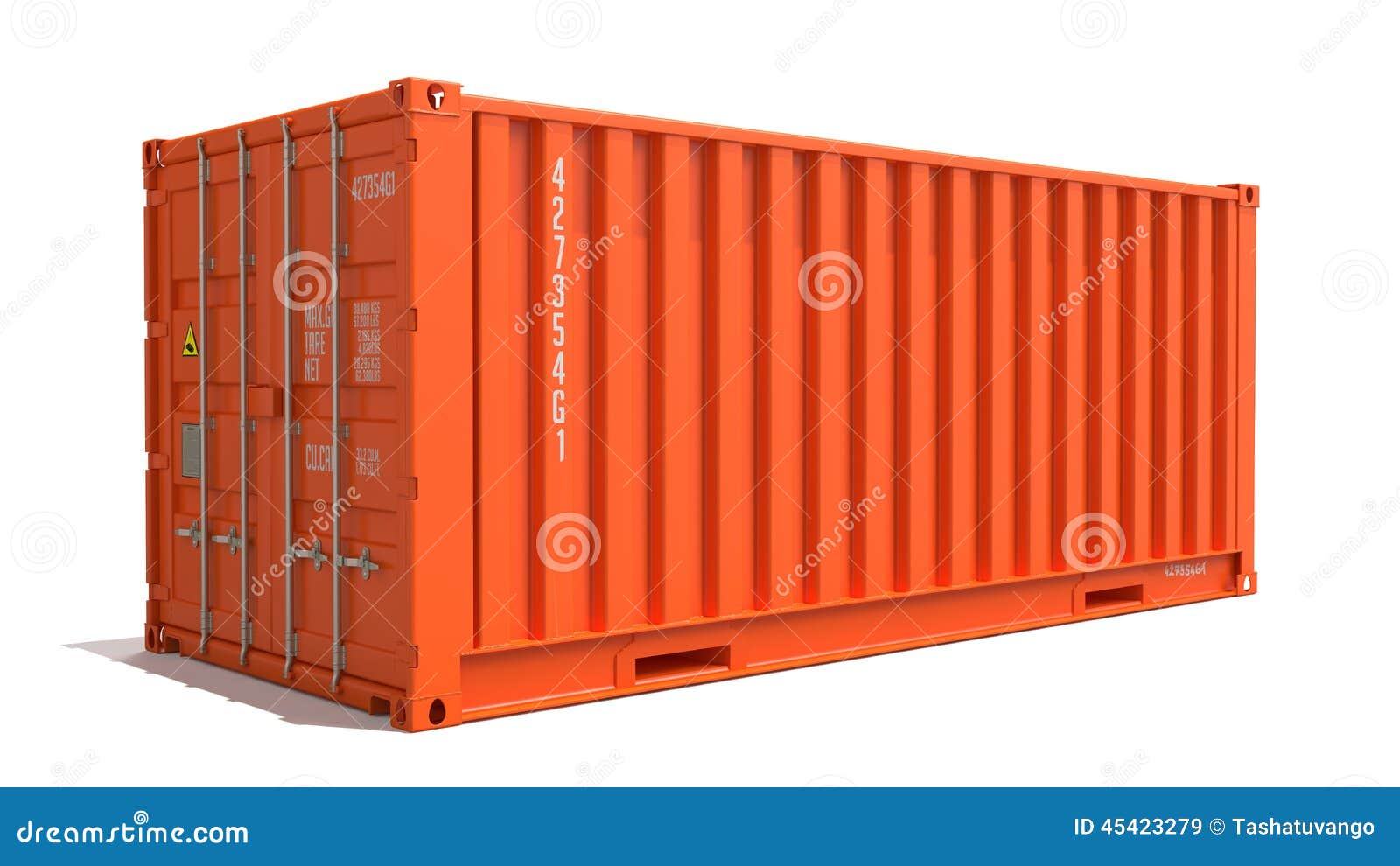 Orange Cargo Container Isolated on White. Stock Illustration ...