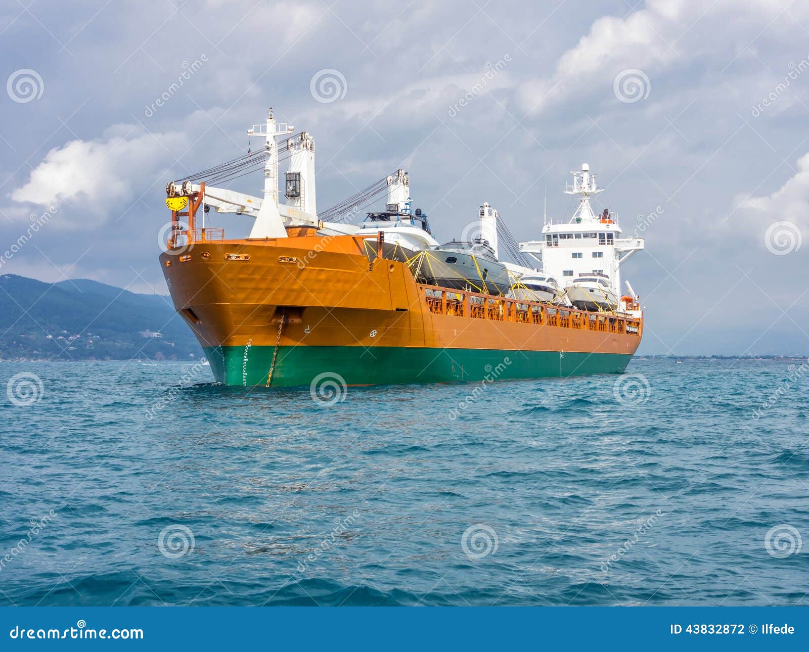 Orange cargo ship stock photo. Image of global, transportation - 43832872