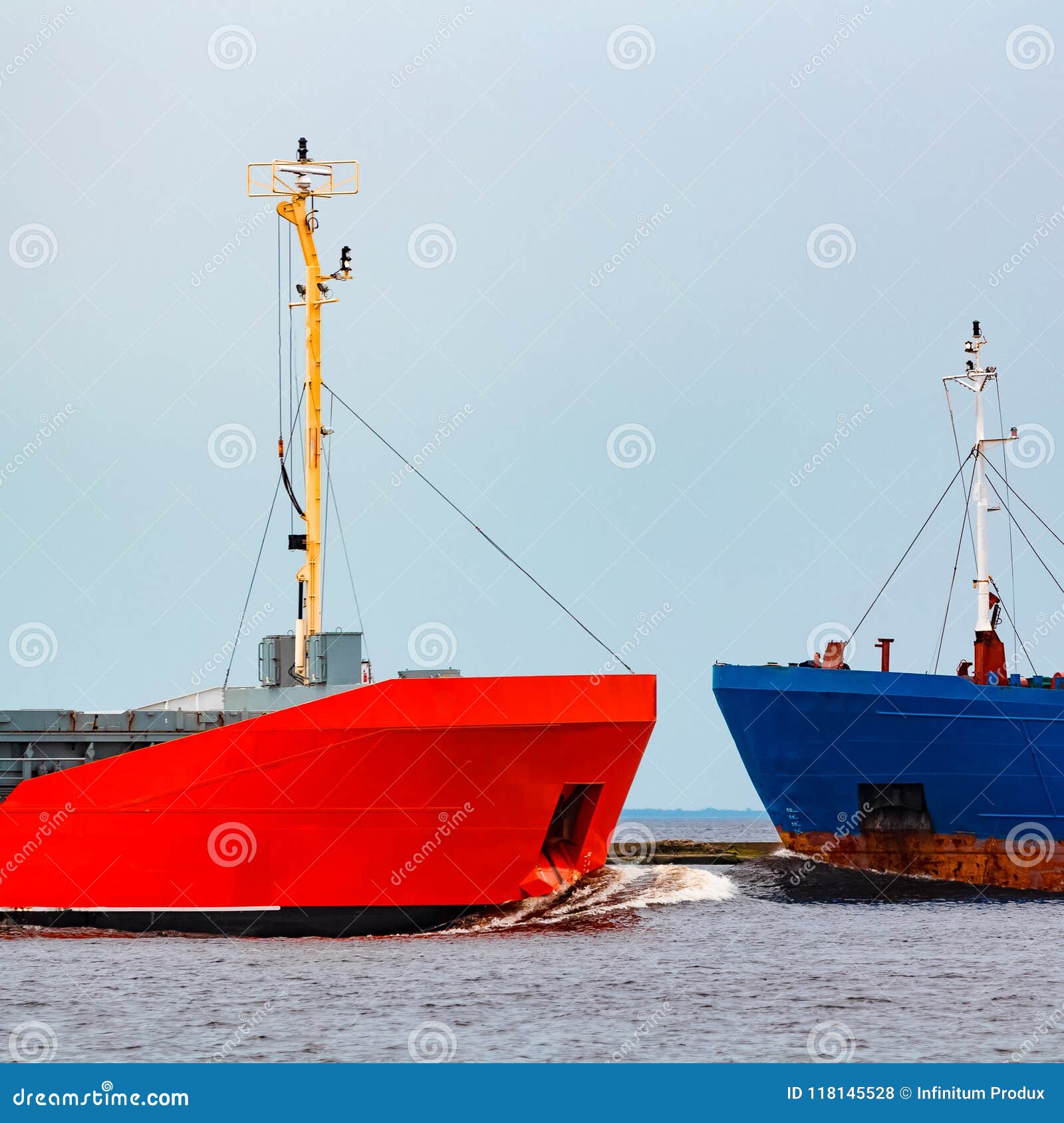 Orange cargo ship stock photo. Image of export, industry - 118145528