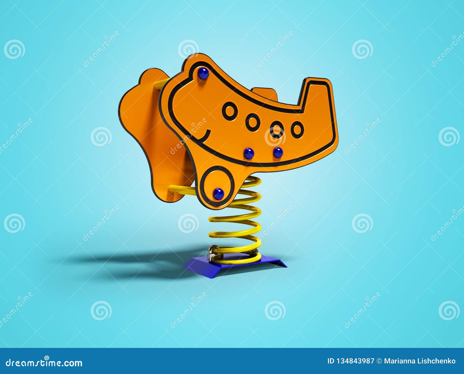Orange Carousel Plane on Spring for Children 3d Render on Blue ...