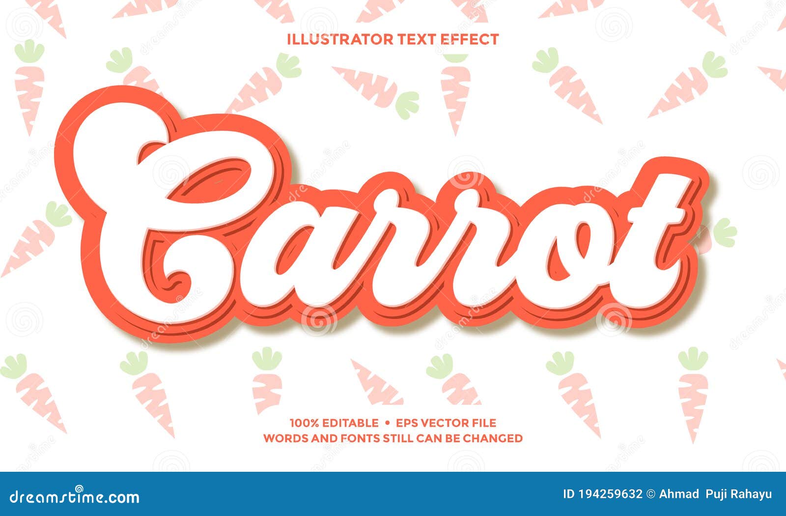 Orange Carrot Text Effect Style Design Illustrator Stock Vector ...