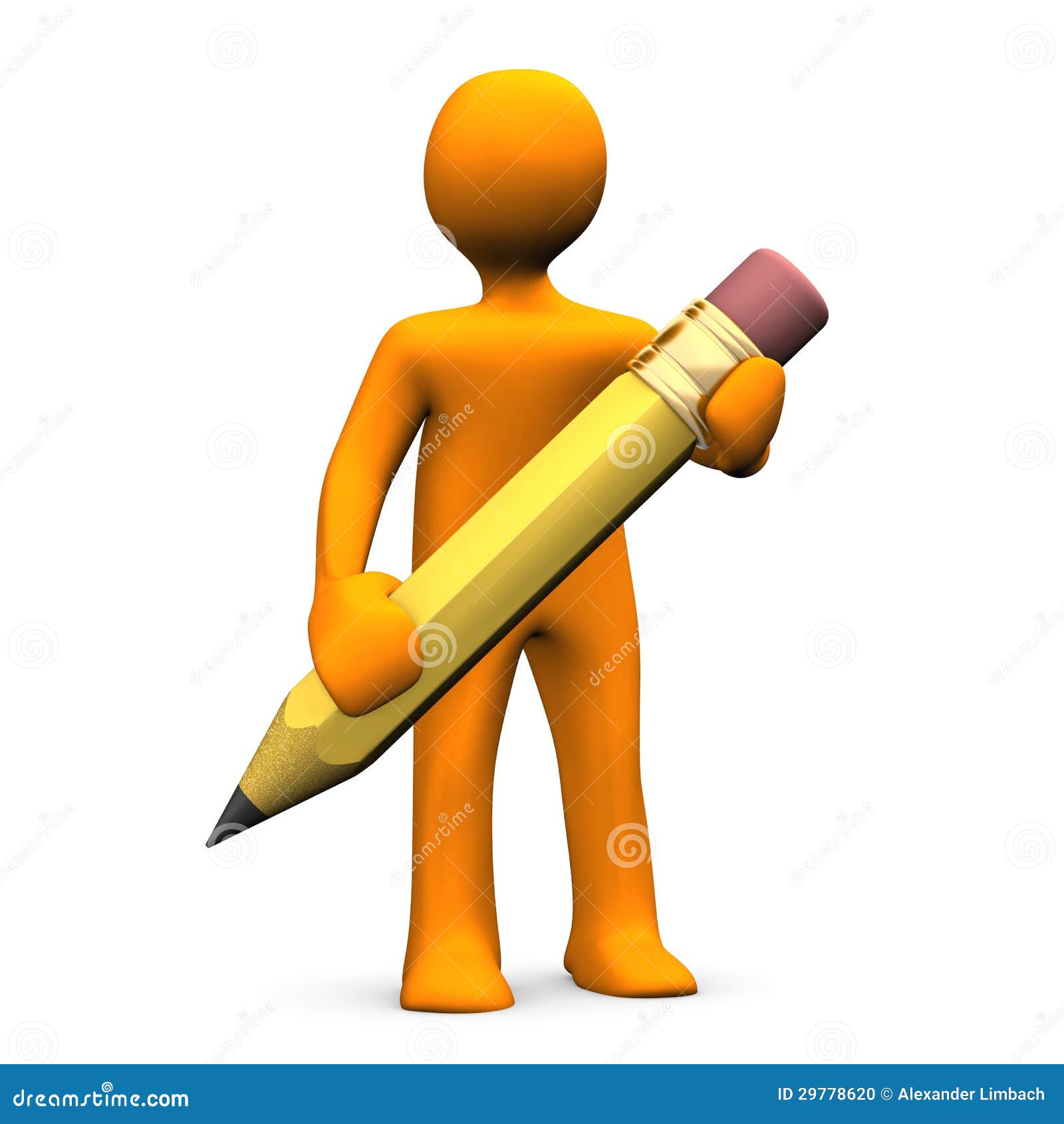 Manikin with Pencil stock illustration. Illustration of character ...
