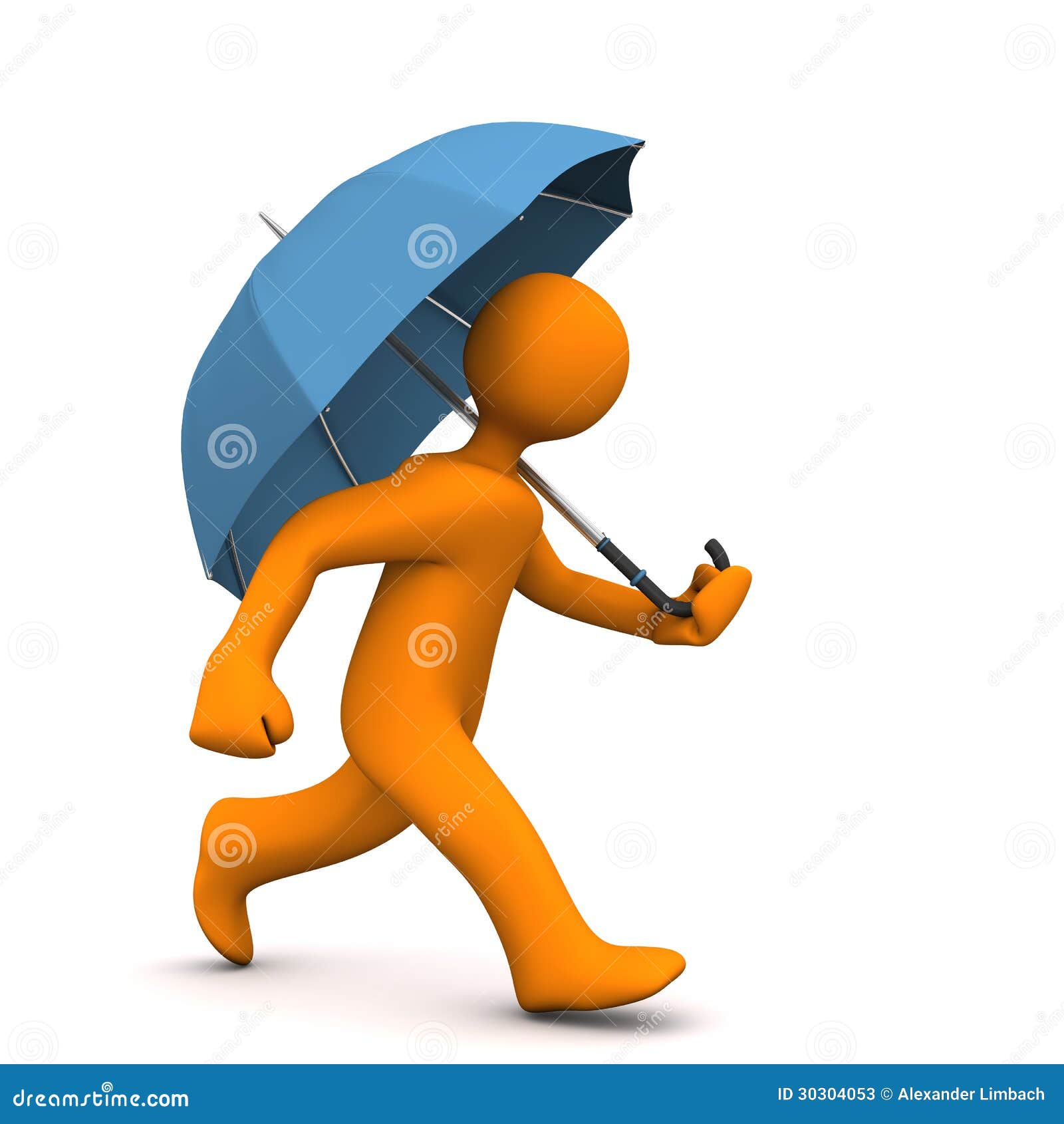 Manikin Runs Umbrella stock illustration. Illustration of character ...