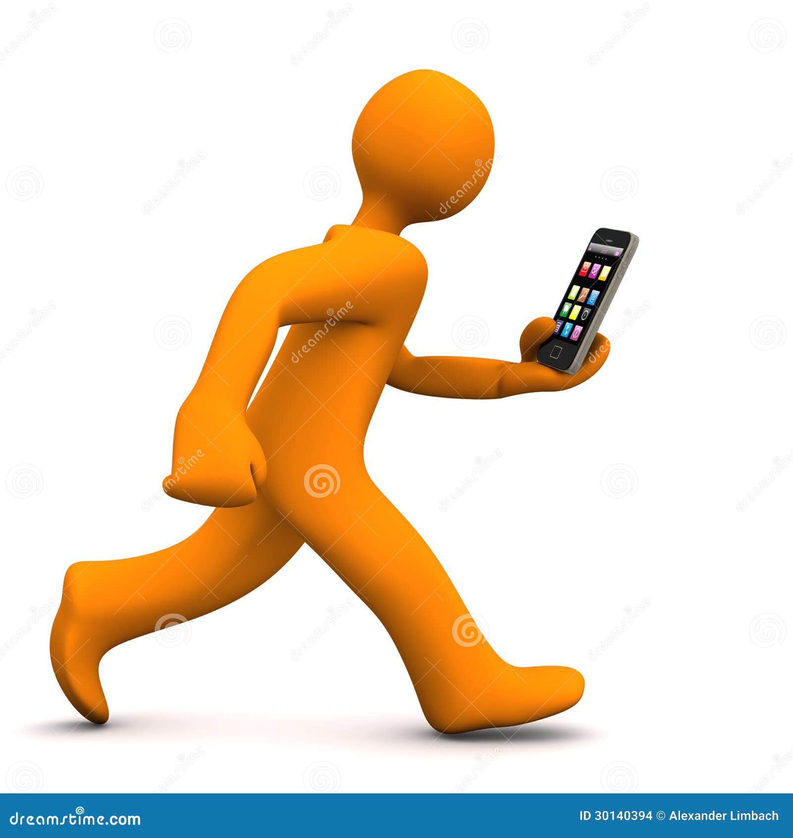 Manikin Smartphone Run stock illustration. Illustration of manikin ...