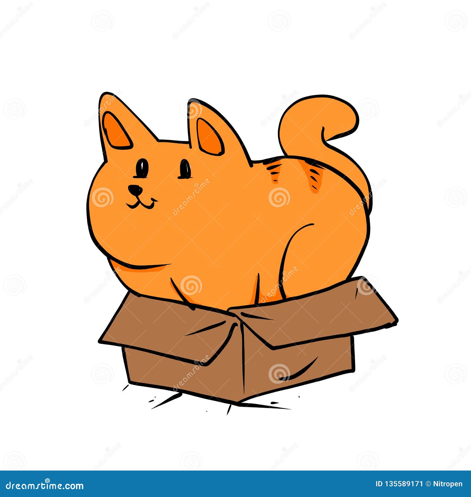 Orange cat in box stock illustration. Illustration of hiding - 135589171