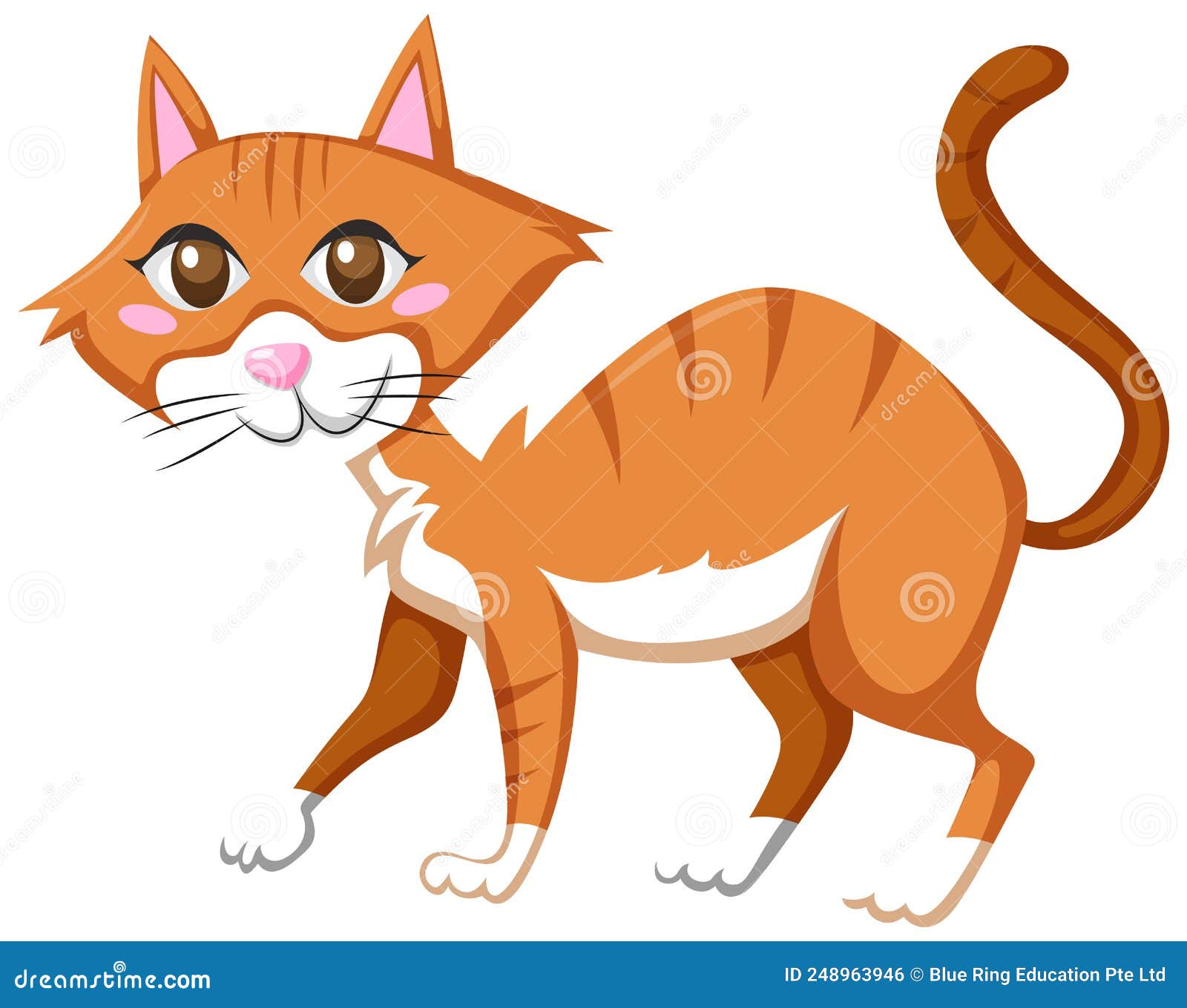 Orange Cat in Cartoon Style Stock Vector - Illustration of mammal ...