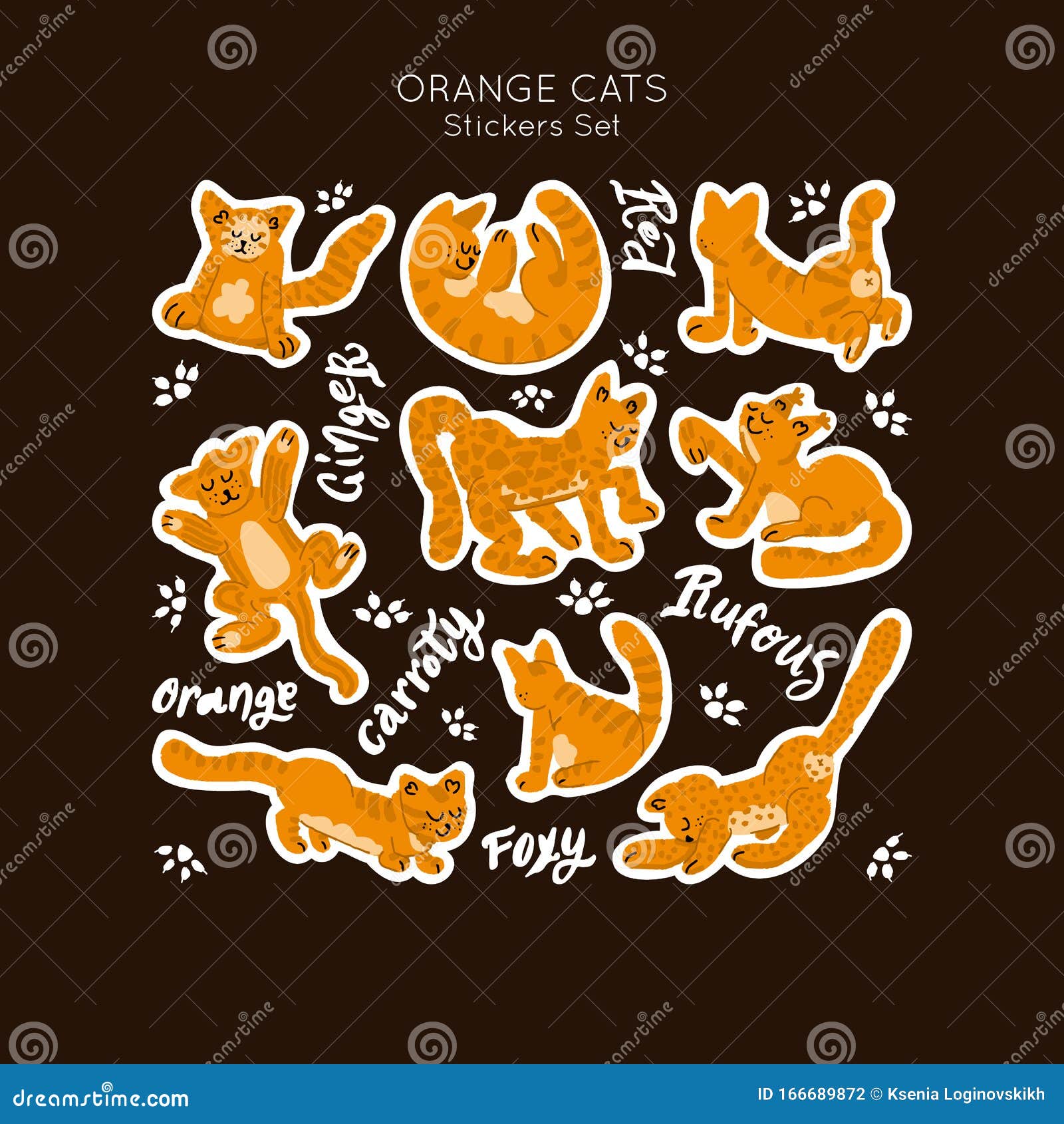 Set of Orange Cats. Vector stock illustration. Illustration of domestic ...