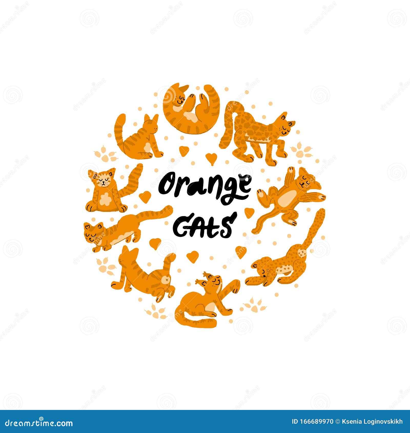 Set of Orange Cats. Vector stock illustration. Illustration of ...