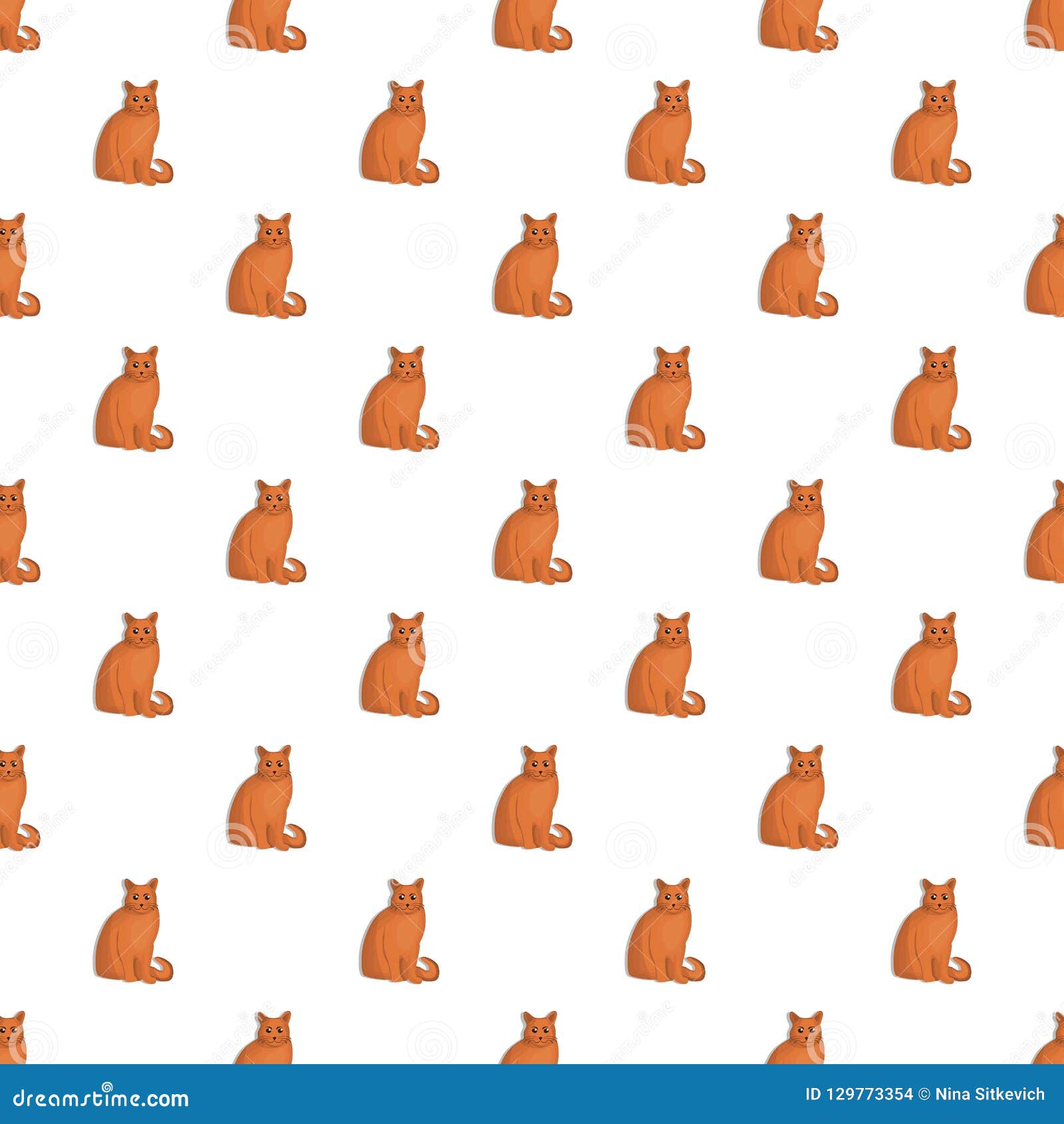 Orange Cat Pattern Seamless Stock Vector - Illustration of drawing ...