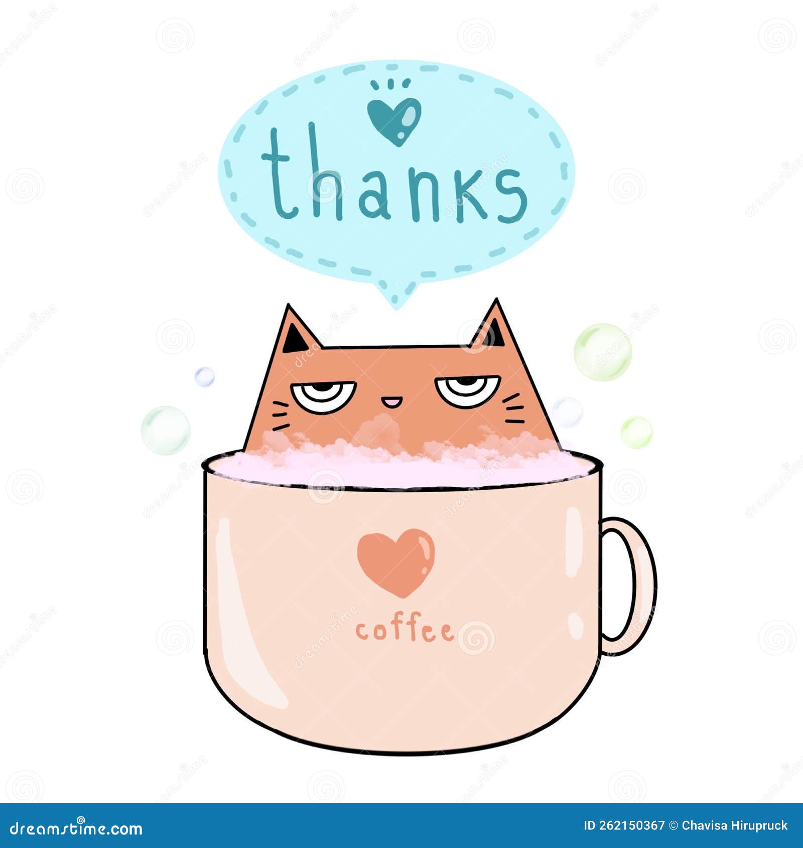 Orange Cat with Thanks Coffee and Happy Stock Illustration ...