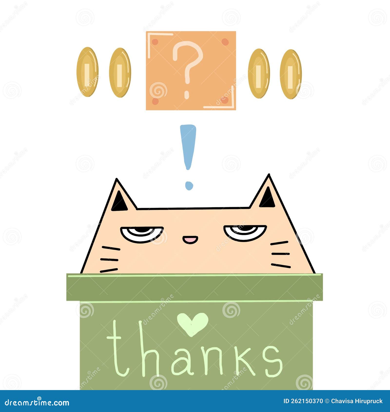 Orange Cat with Thanks Thinking Sticker Stock Illustration ...