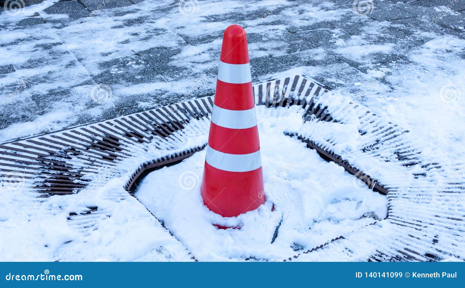 Orange Caution Cone in Snow Stock Image - Image of hazardous, cone ...