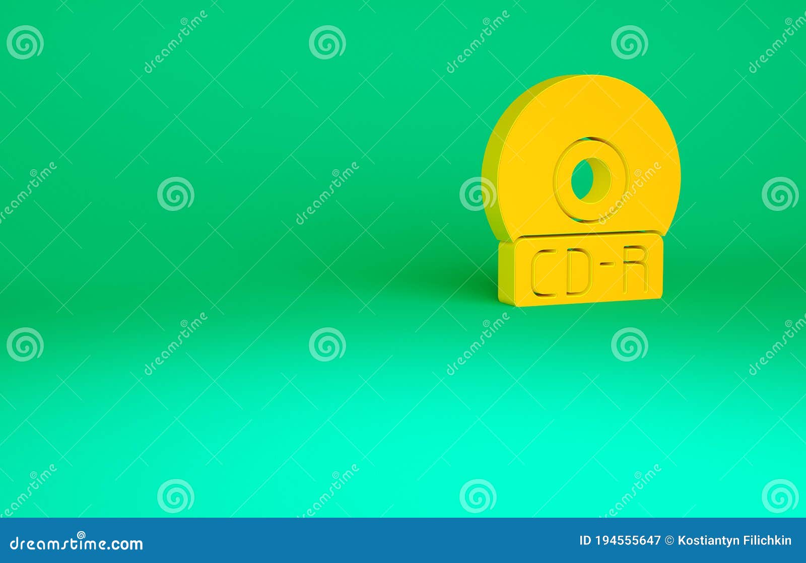 Orange CD or DVD Disk Icon Isolated on Green Background. Compact Disc ...