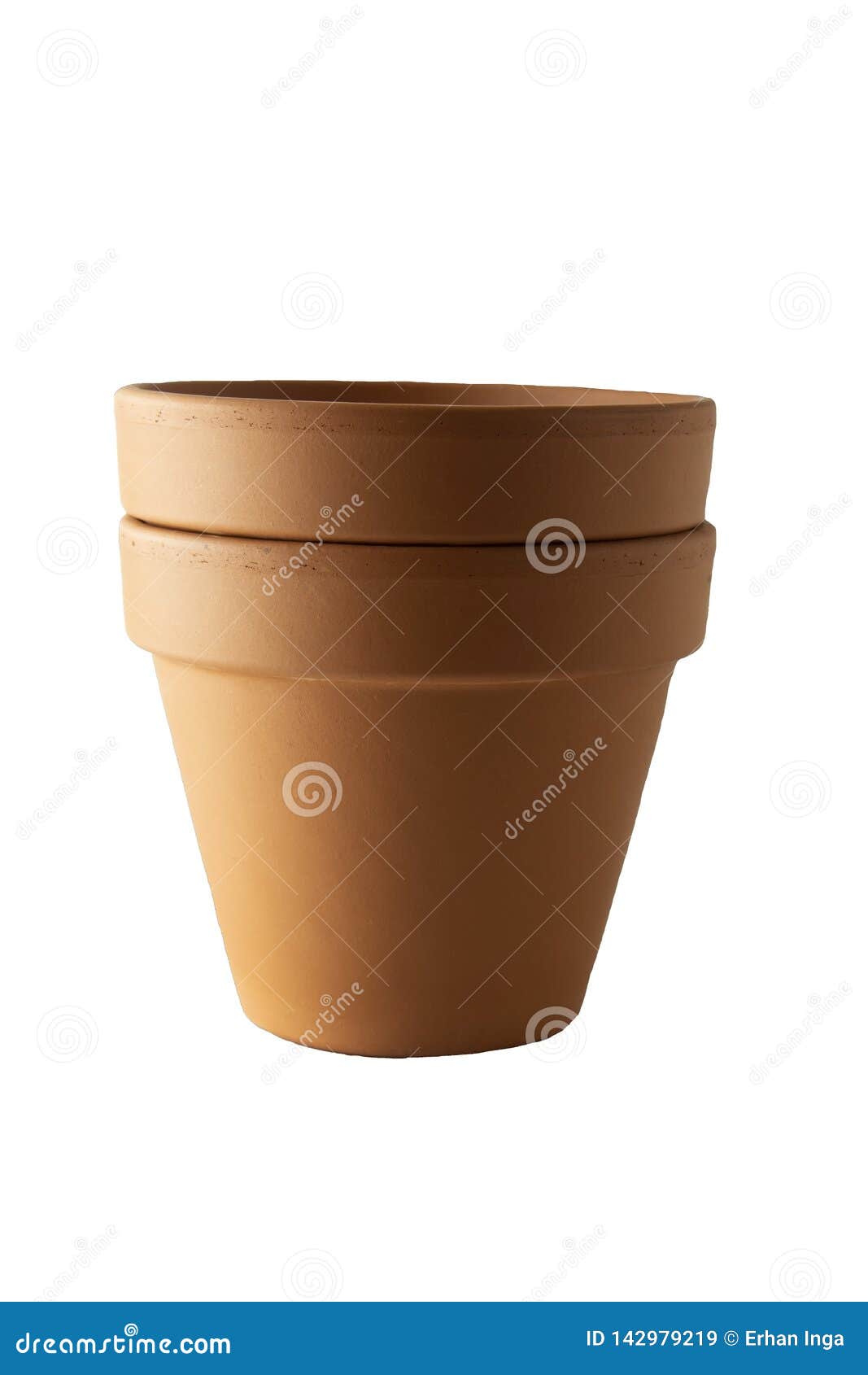 Orange Ceramic Pot on White Background. Gardening. Spring Time Stock ...