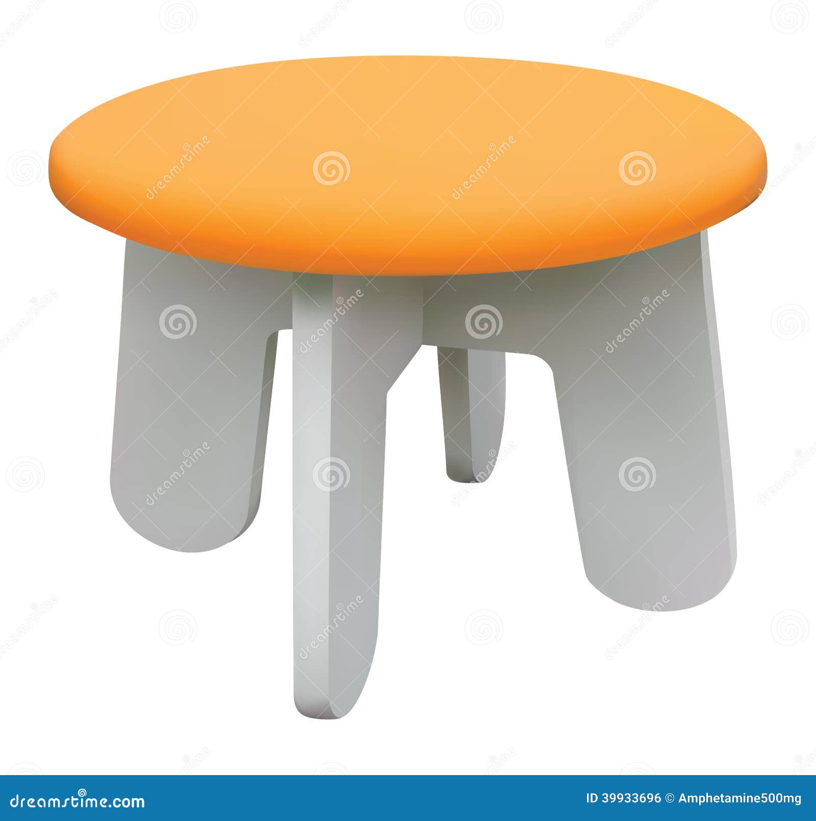 A Orange Chair Stands In The Room Interior On White Background ...