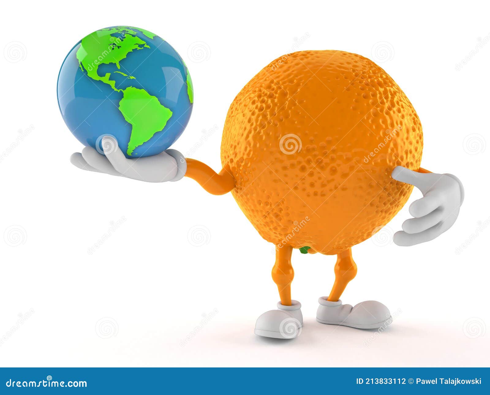 Orange Character Holding World Globe Stock Illustration - Illustration ...