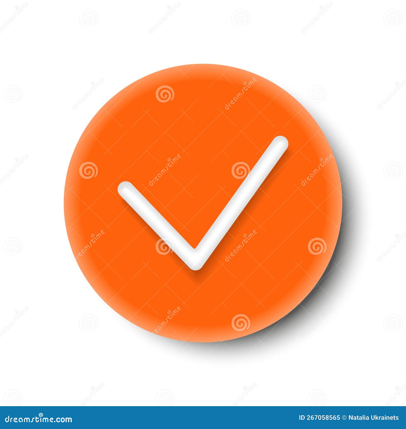Orange Check Mark Round Button Stock Vector - Illustration of round ...