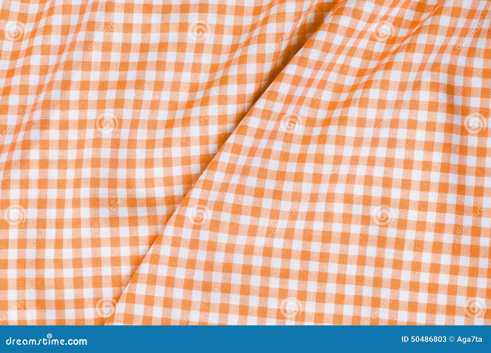 Orange Checkered Fabric Tablecloth Stock Image - Image of cotton, linen ...