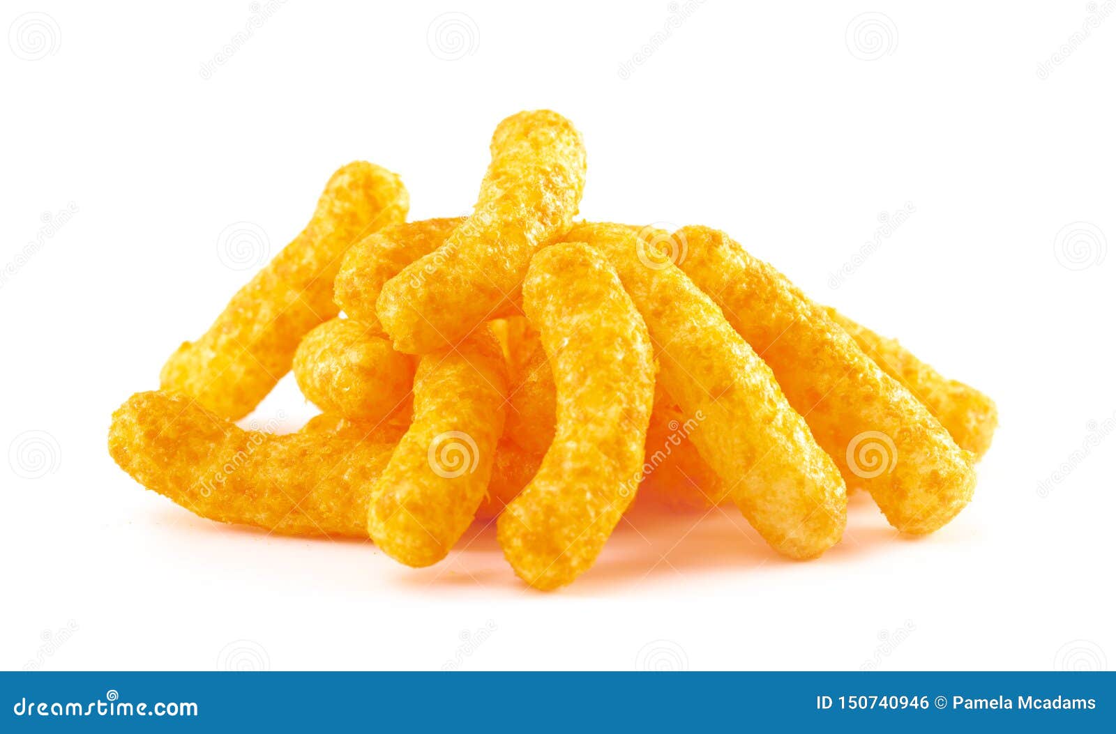 Orange Cheddar Cheese Puffs on a White Background Stock Photo - Image ...