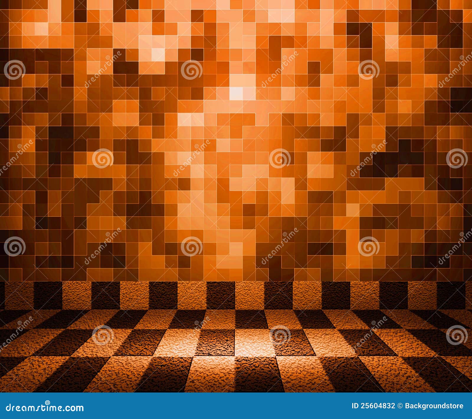 Orange Chessboard Mosaic Room Background Stock Illustration ...