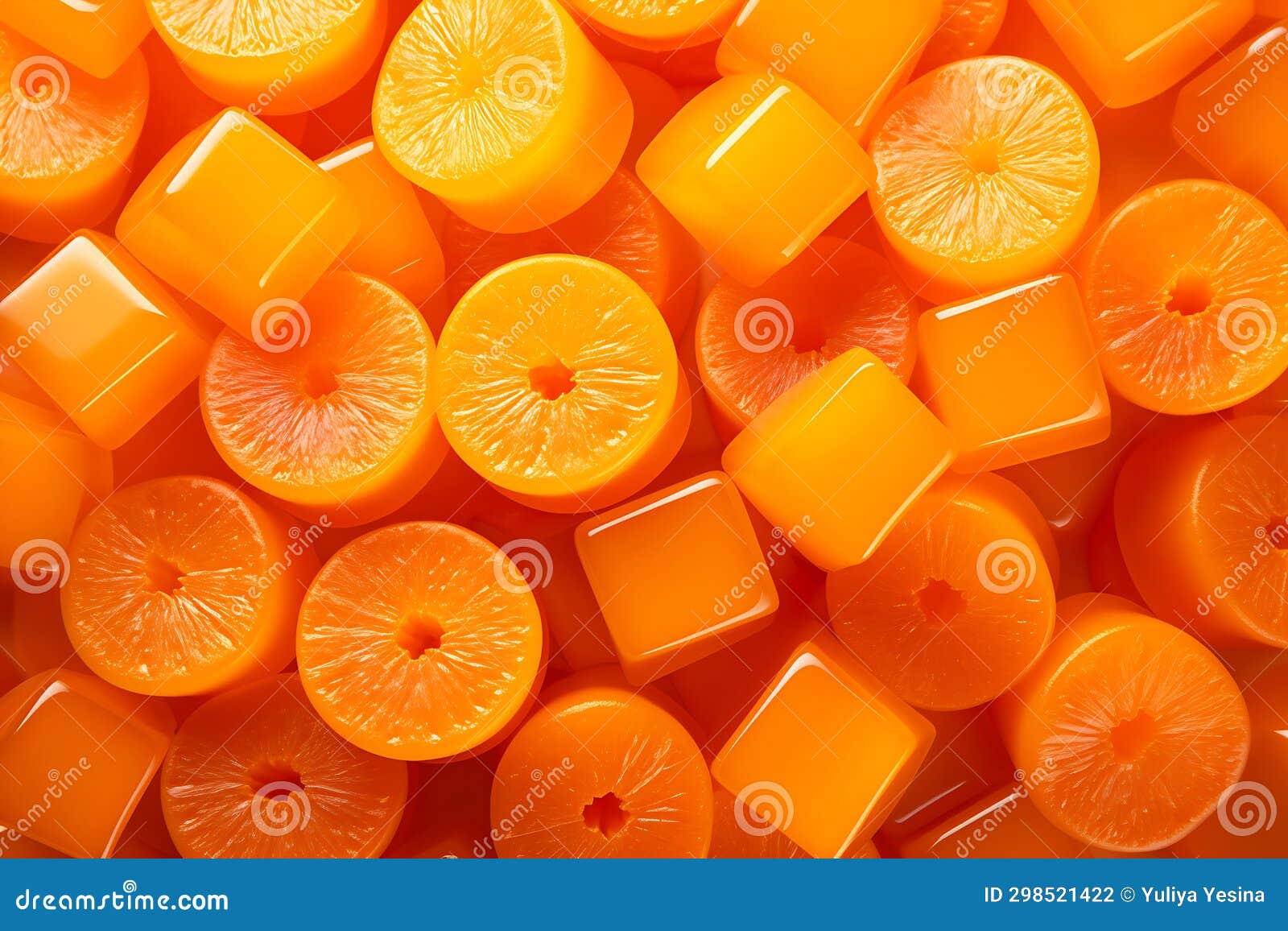 Orange Chewable Gummies with Turmeric Extract. View from Above Stock ...