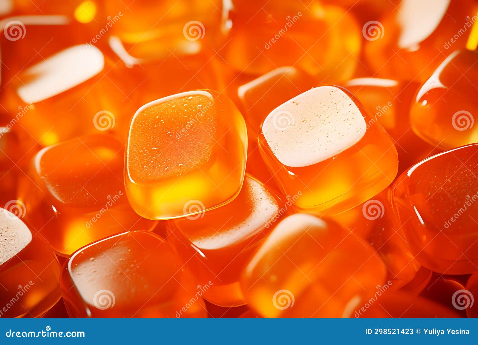 Orange Chewable Gummies with Turmeric Extract. View from Above Stock ...