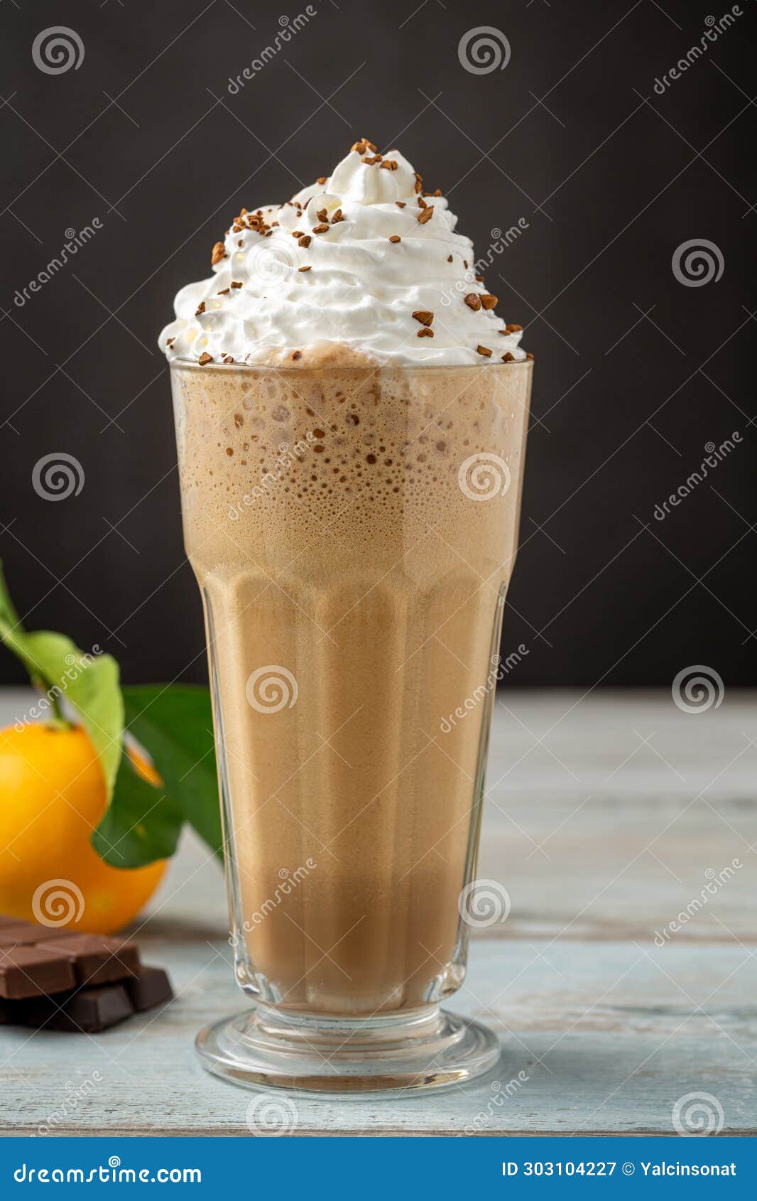 Orange and Chocolate Milkshake with Coffee Sprinkled on Top Stock Image ...