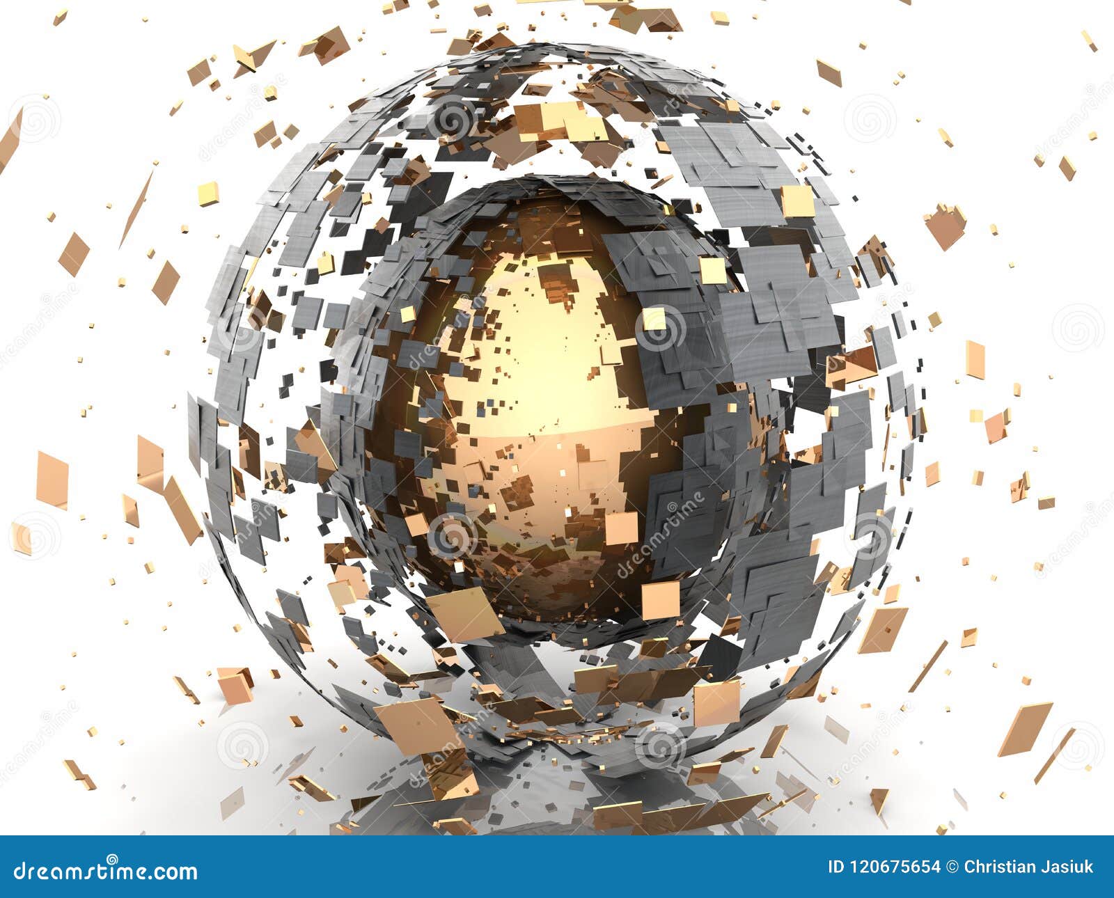 Orange Chrome 3D Sphere Abstract Stock Illustration - Illustration of ...