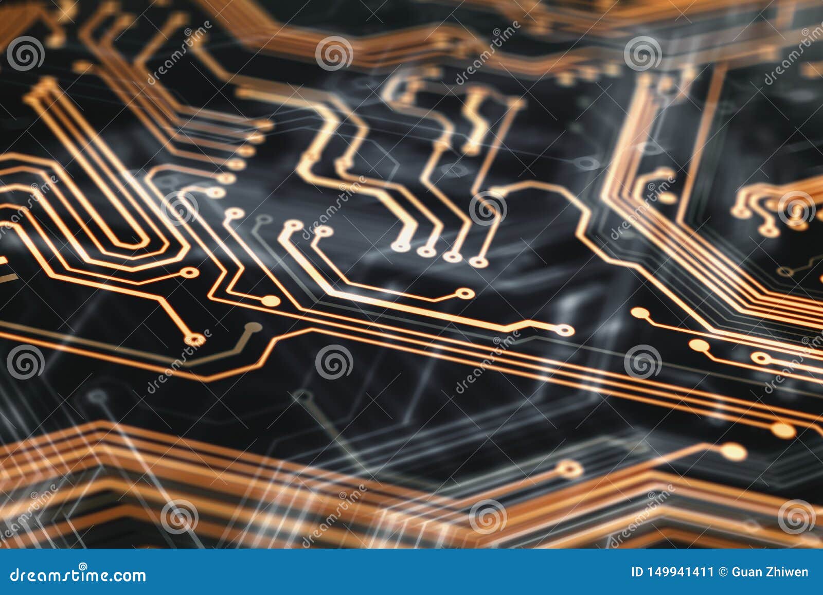 Orange circuit board stock illustration. Illustration of network ...