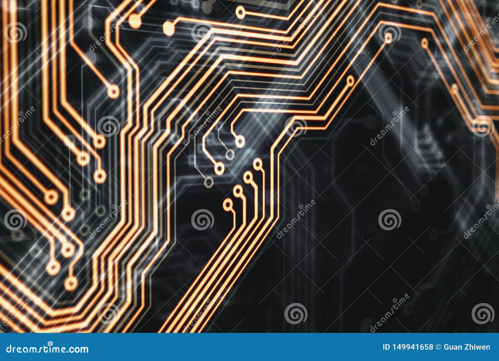 Orange circuit board stock illustration. Illustration of digital ...