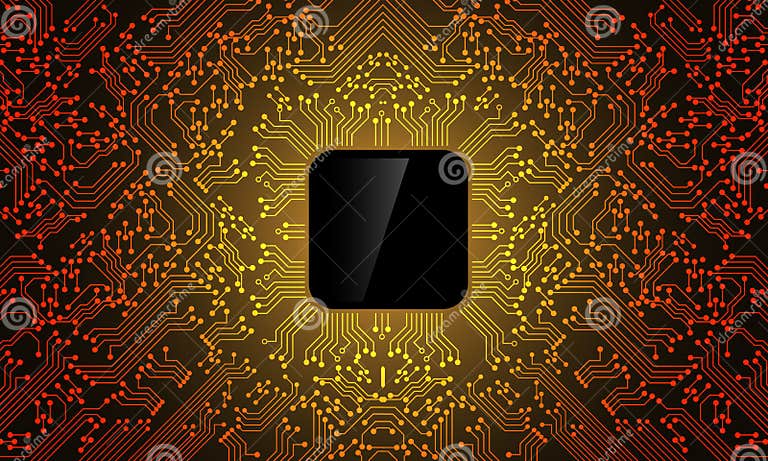 Orange Circuit Line Black Microprocessor Technology Pattern Background ...