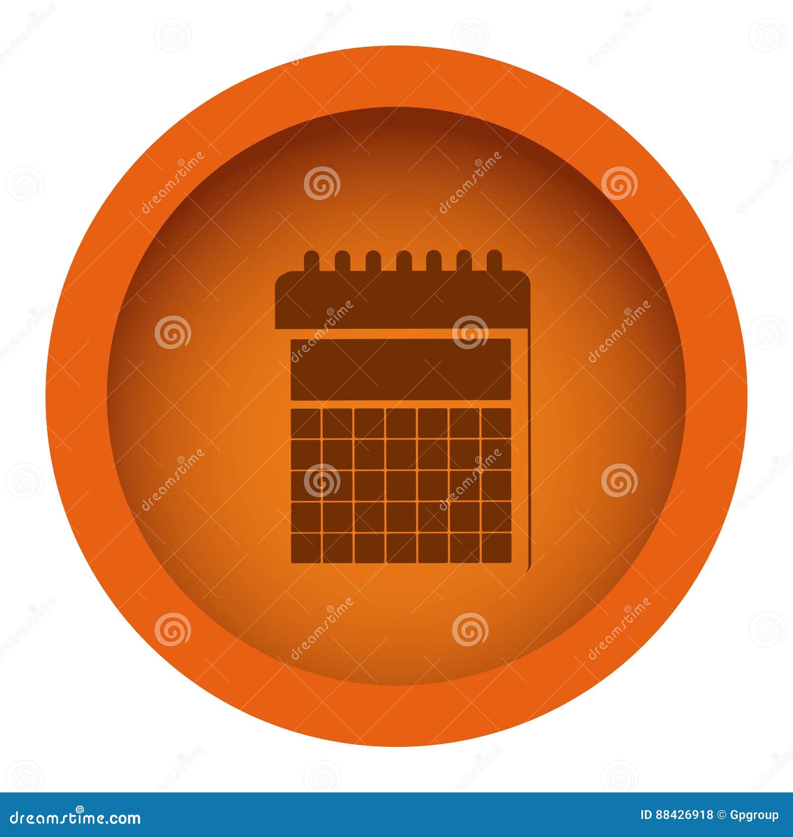 Orange Circular Frame with Silhouette Calendar with Spiral Stock ...