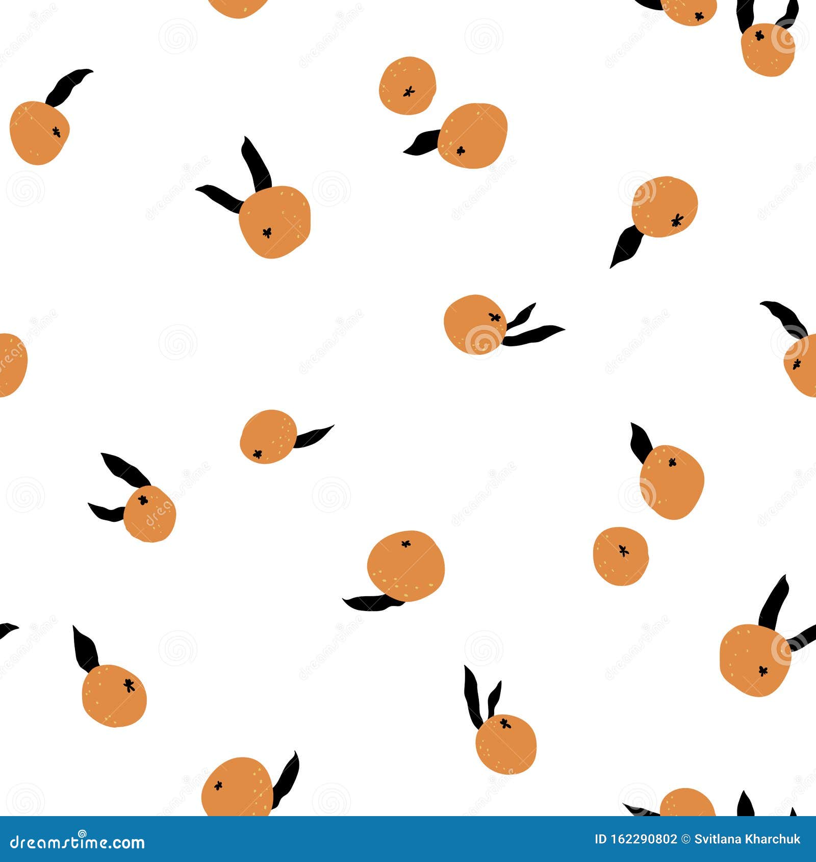 Orange Citrus Scandinavian Pattern. Vector Seamless Pattern in Simple ...