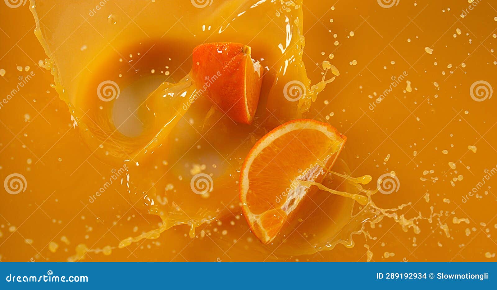 Orange, Citrus Sinensis, Fruit Falling into Orange Juice Stock Photo ...