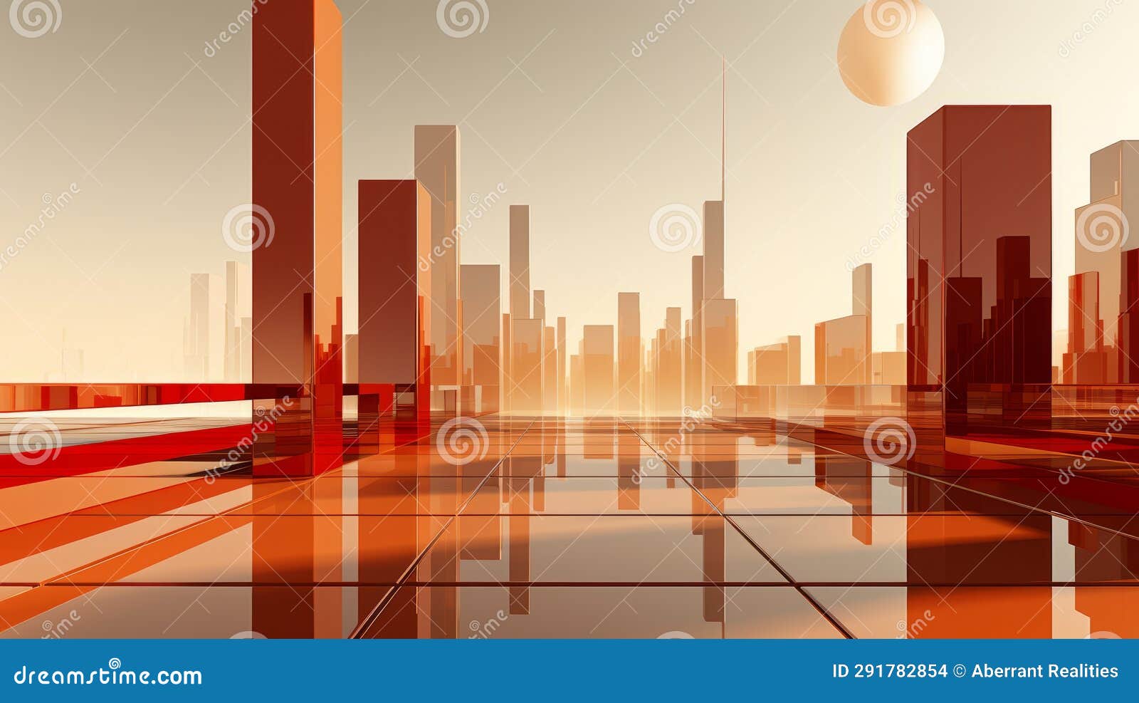 An Orange Cityscape with Skyscrapers in the Background Stock ...