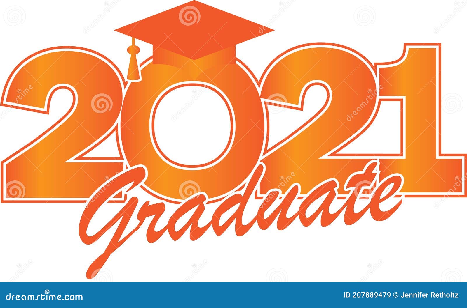 Orange 2021 Graduation Cap And Black Tassel Royalty-Free Stock ...