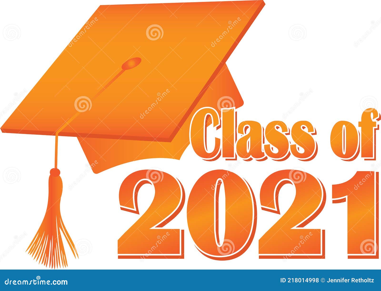 Orange 2021 Graduation Cap And Black Tassel Royalty-Free Stock ...